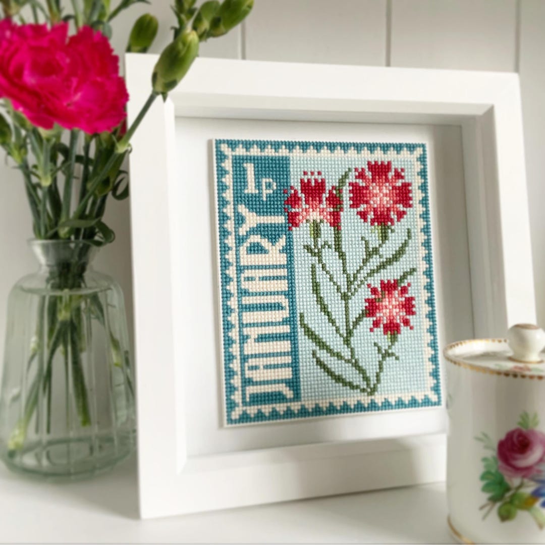 January Birth Month Stamp Counted Cross Stitch Kit - Etsy