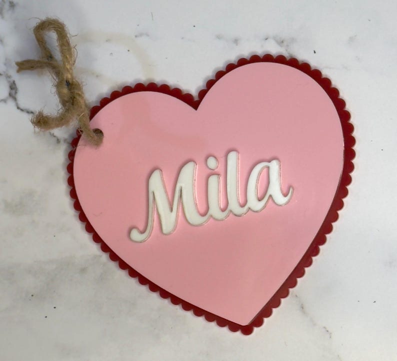 Editable Scalloped Heart Name Tag Laser Cut File - Etsy