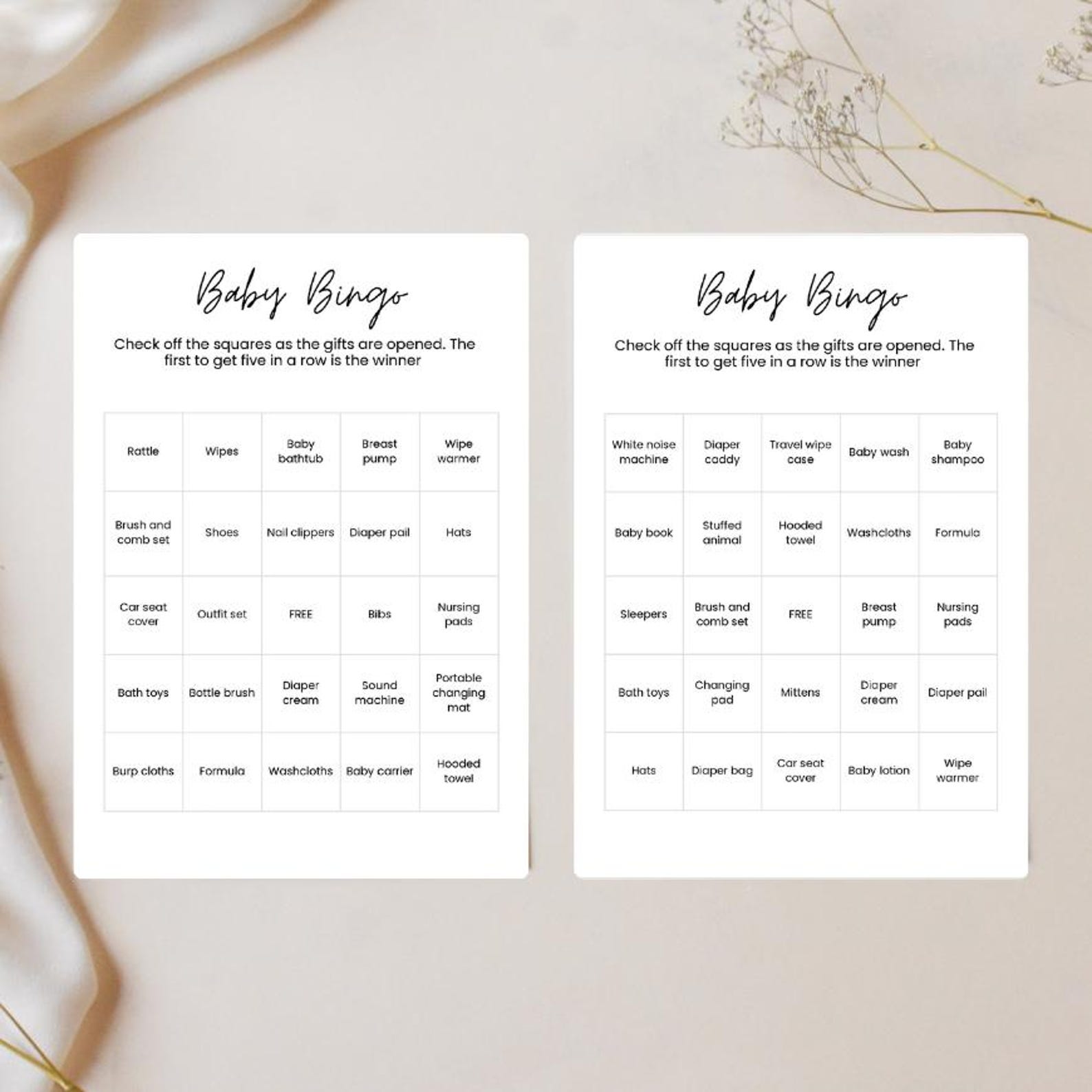 Printable Baby Shower Bingo – 100 Unique Cards, Gender Neutral Baby ...