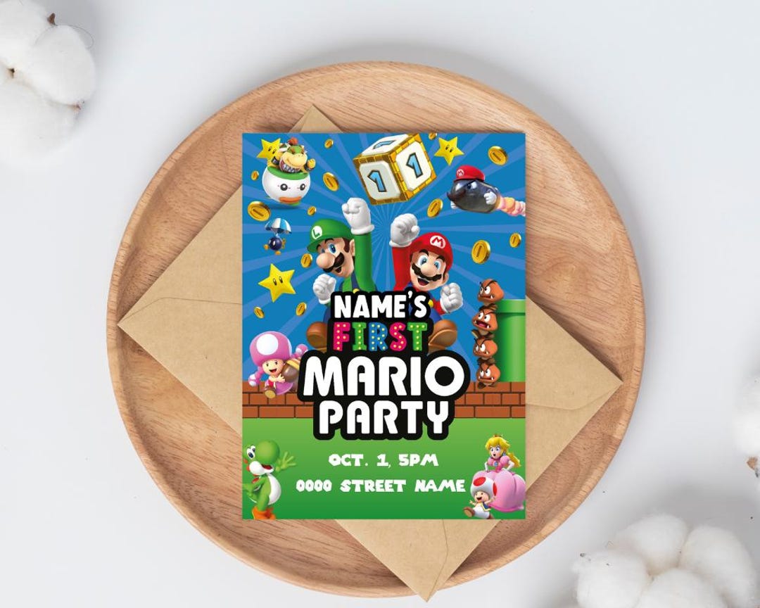 Editable Mario Themed Invitation | Super Mario Party | Digital Download ...