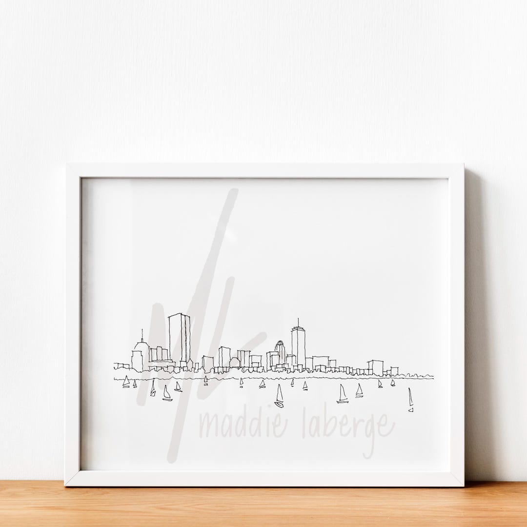Boston Skyline Drawing - Digital Download - Etsy