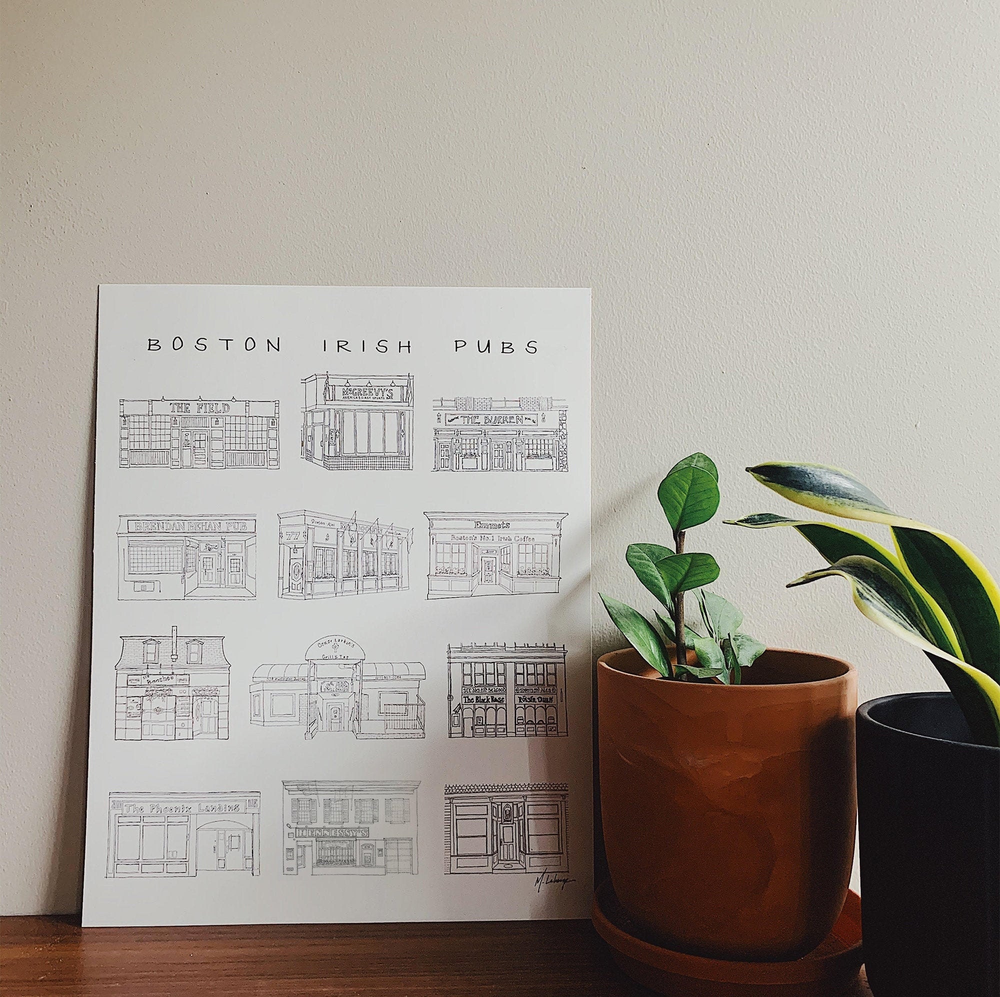 Boston Irish Pubs, 11"x14" Art Print - Etsy