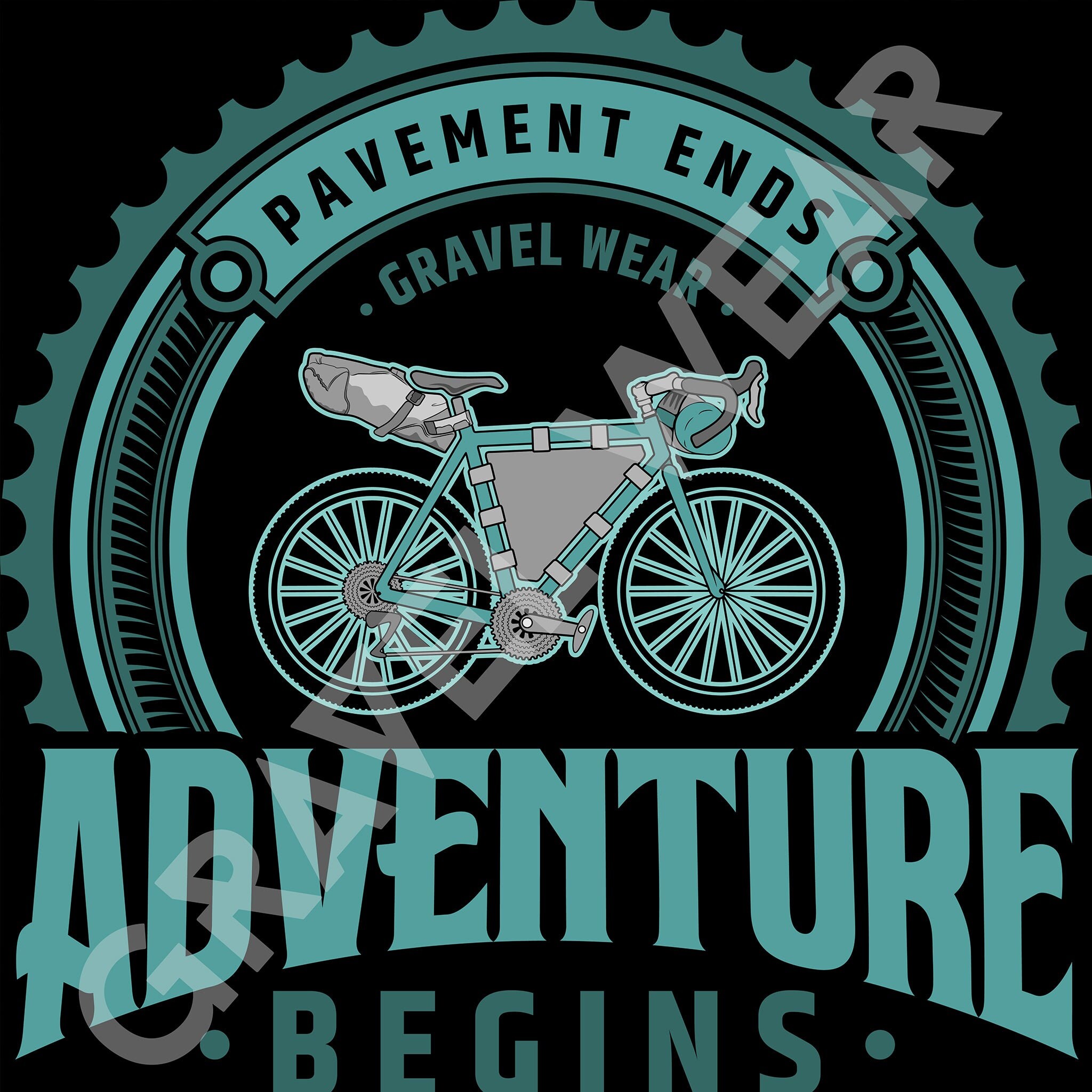 Bike - Bikepacking Graphic T-shirt - Pavement Ends Adventure Begins ...