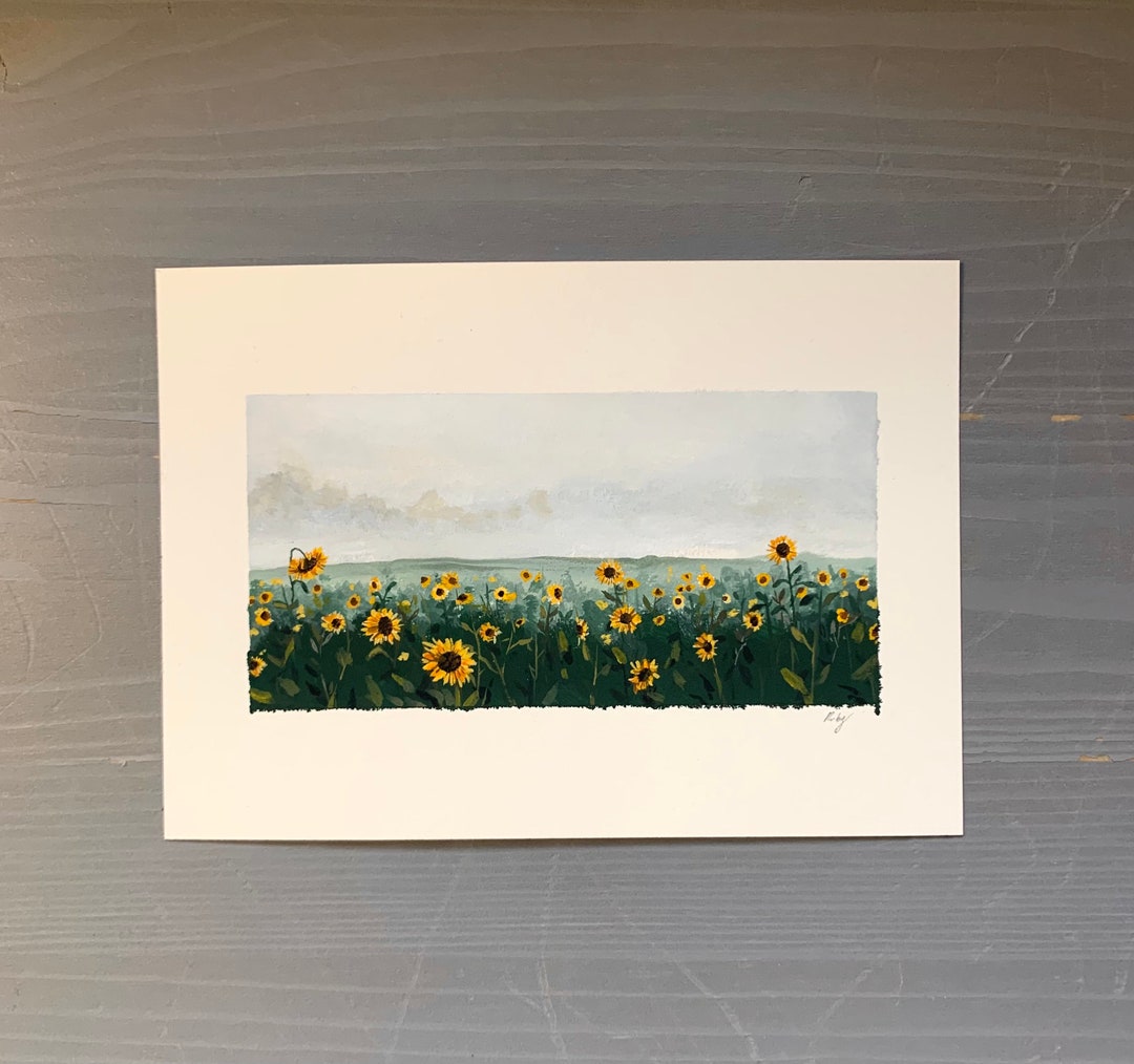 Original Gouache Gloomy Sunflower Painting - Etsy