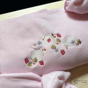 Strawberry Duck Embroidered Crewneck - Etsy
