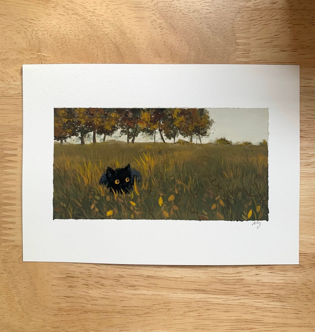 Original Autumn Cat Gouache Painting - Etsy