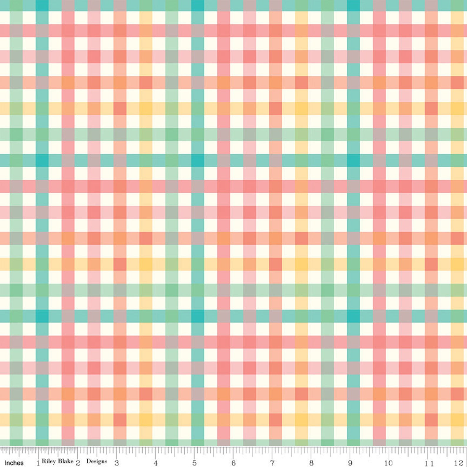 Gingham Cottage Multi Colored Gingham Yardage Fabric by Heather ...