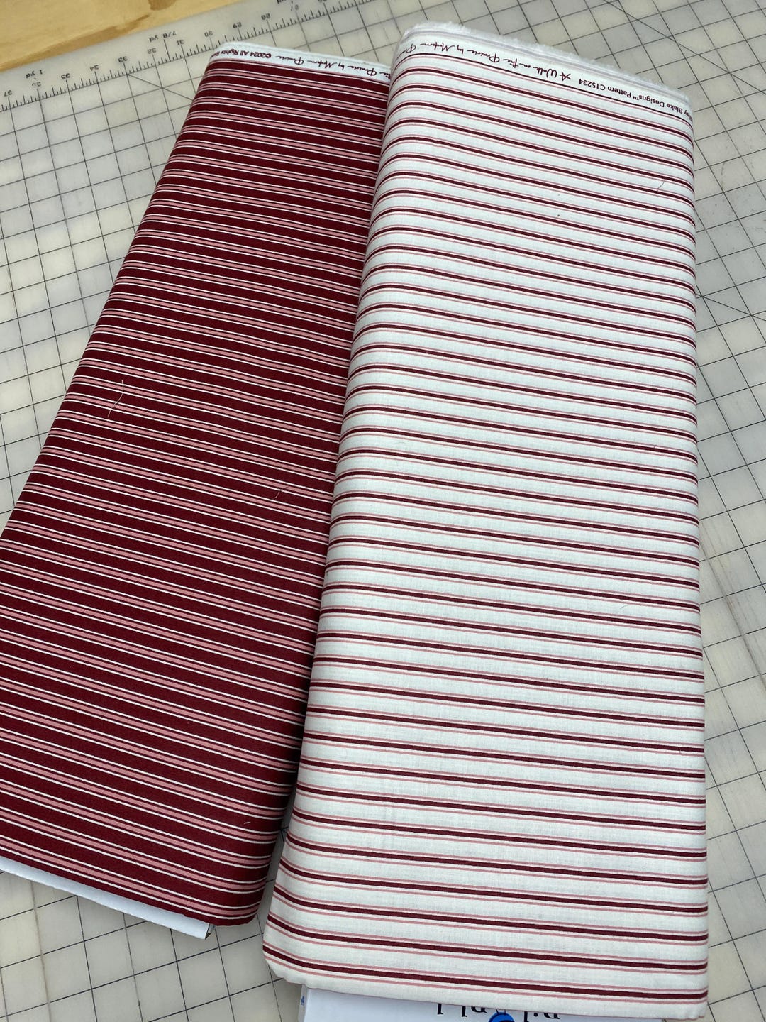 White and Marsala Stripe Fabric: A Walk on the Prairie Collection ...