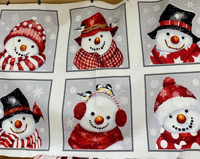 Snow Crew Flannel Snowman Head Panel, by Barb Tourtillotte for Henry ...