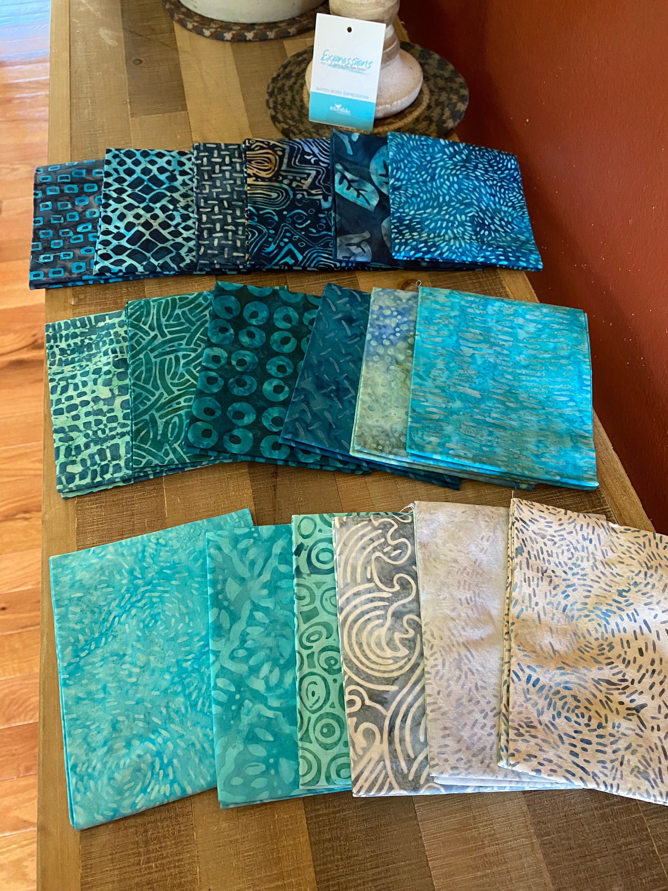 Expressions Batik Blue Bayou Fat Quarter Bundle by Riley Blake Designs ...