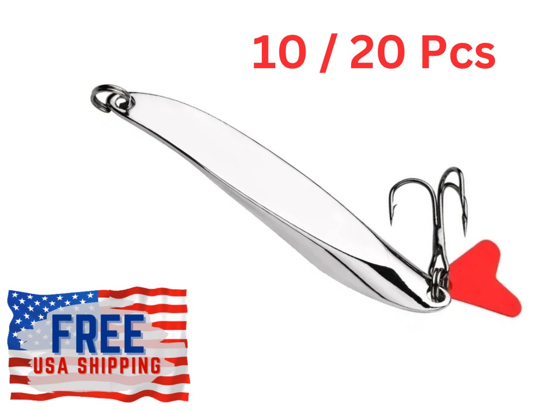 SET OF 10/20 Handmade Silver Wedge Fishing Lures for Bass Perch Pike ...