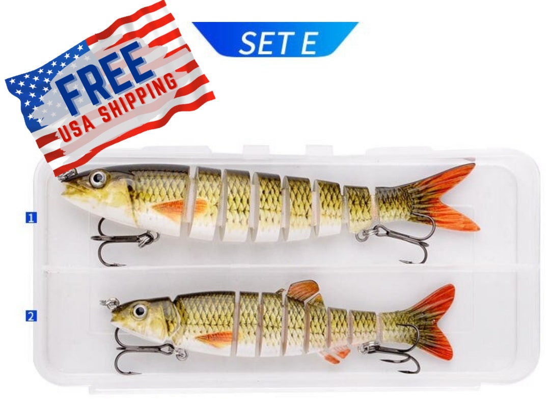 SET OF 2 Handmade Multi-jointed Fishing Lure Set Crankbait Swimbait ...