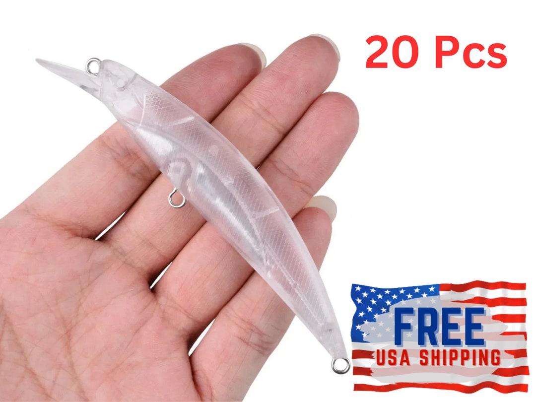 Set of 20 Handmade Unpainted Minnow Crankbait Lures Crank Bait Sinking ...