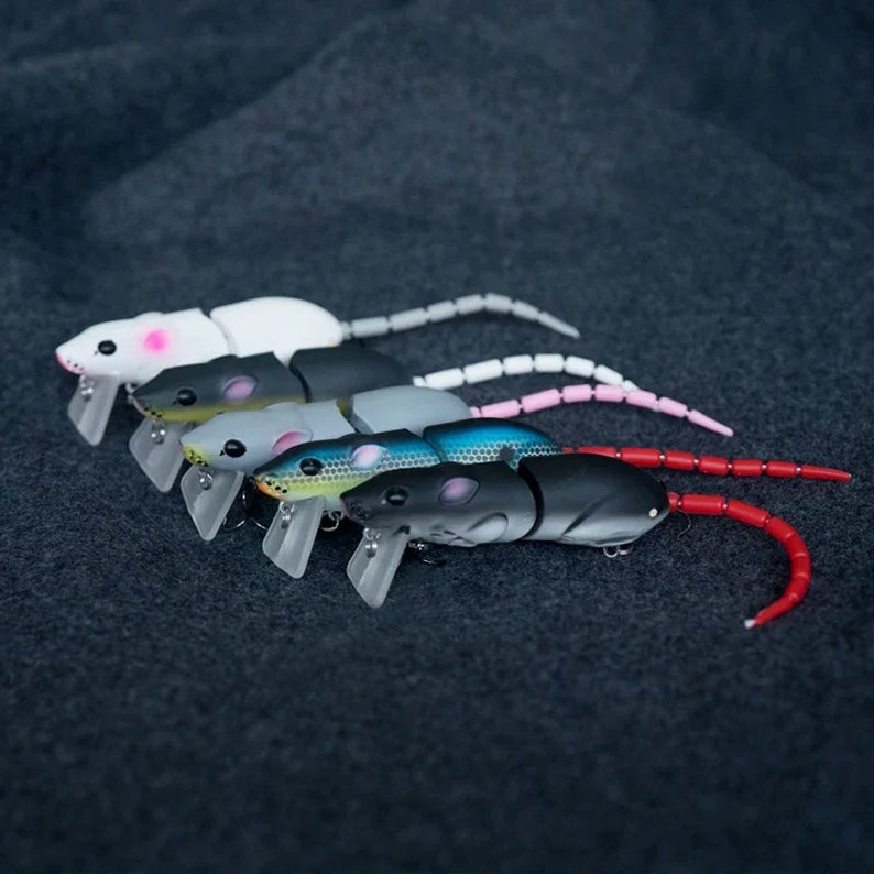 Handmade Topwater Wakebait Multi-section Mouse Fishing Lure Long ...