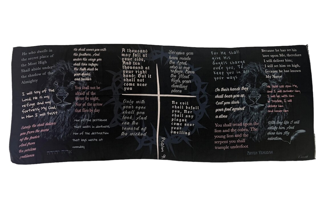 PSALM 91- Black & White- Christian Scarf With Bible Verse, Scriptural ...