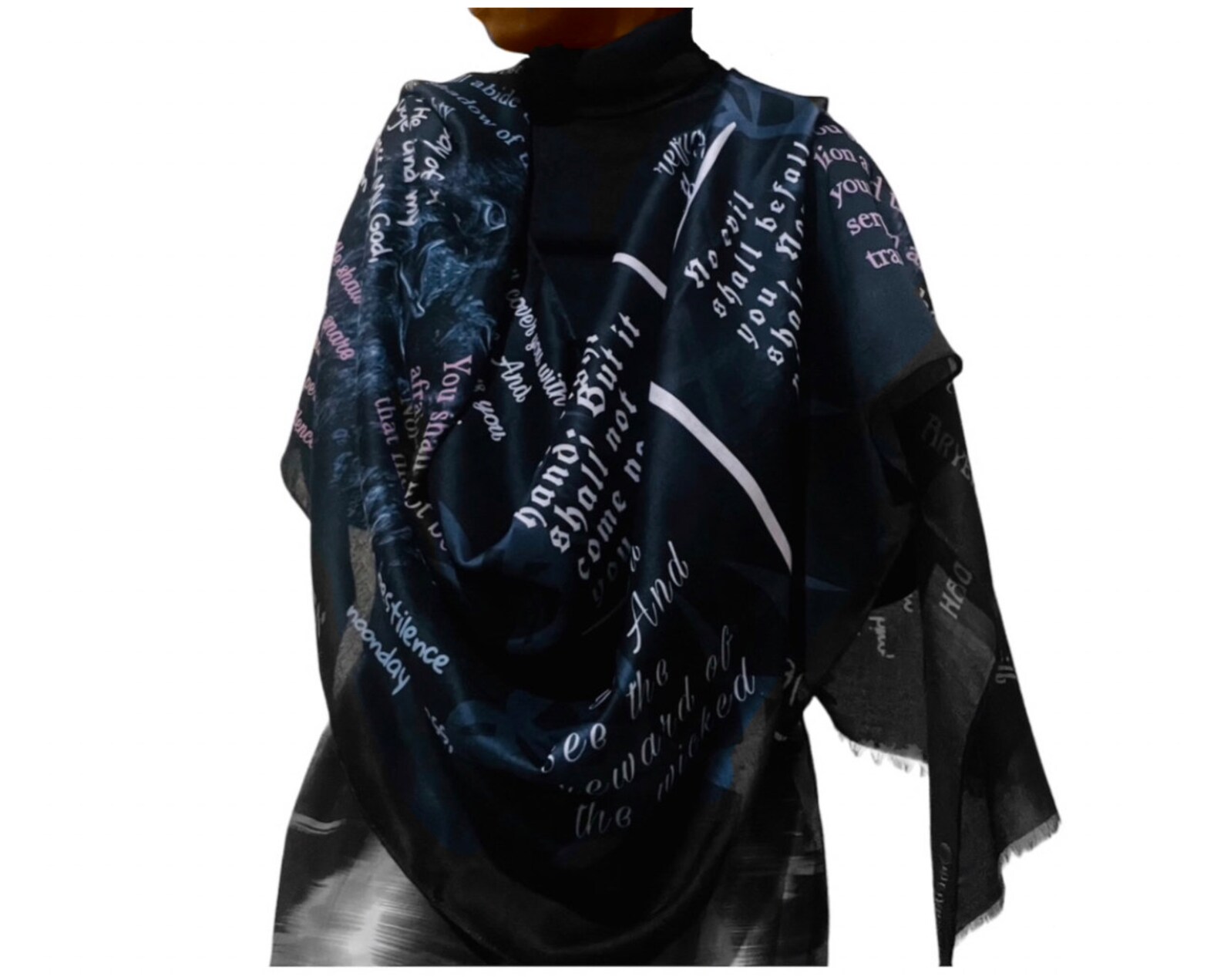 PSALM 91- Black & White- Christian Scarf With Bible Verse, Scriptural ...