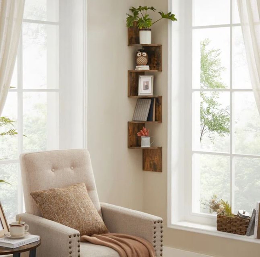 Corner Bookcase, Rustic Bookcase, Corner Bookcase Solid Wood, Corner ...