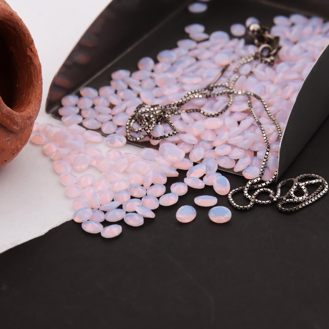 Oval Opal Milky Pink Nano Crystal Heat Resistant Artificial Stones ...