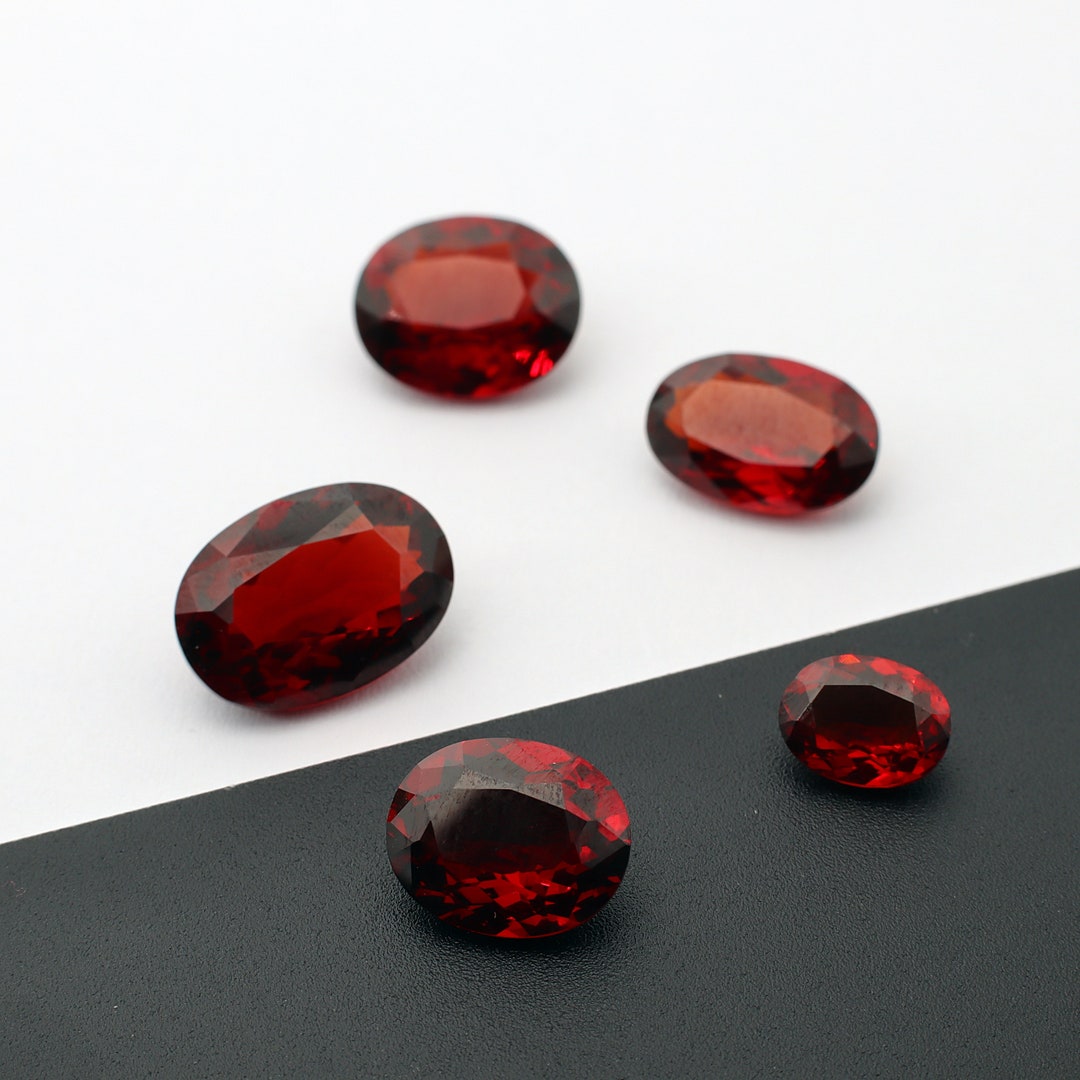5x7mm-10x14mm Oval Cut Lab Created Garnet Nano Almandine Orange Red ...