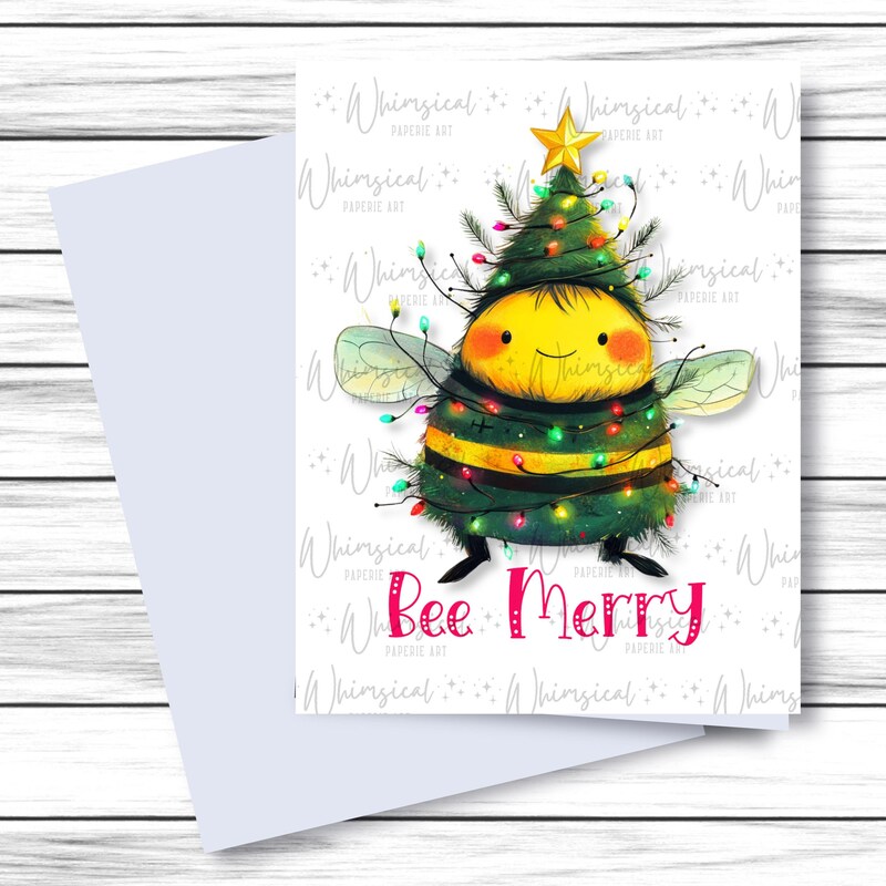 Bee Christmas Card - Etsy UK