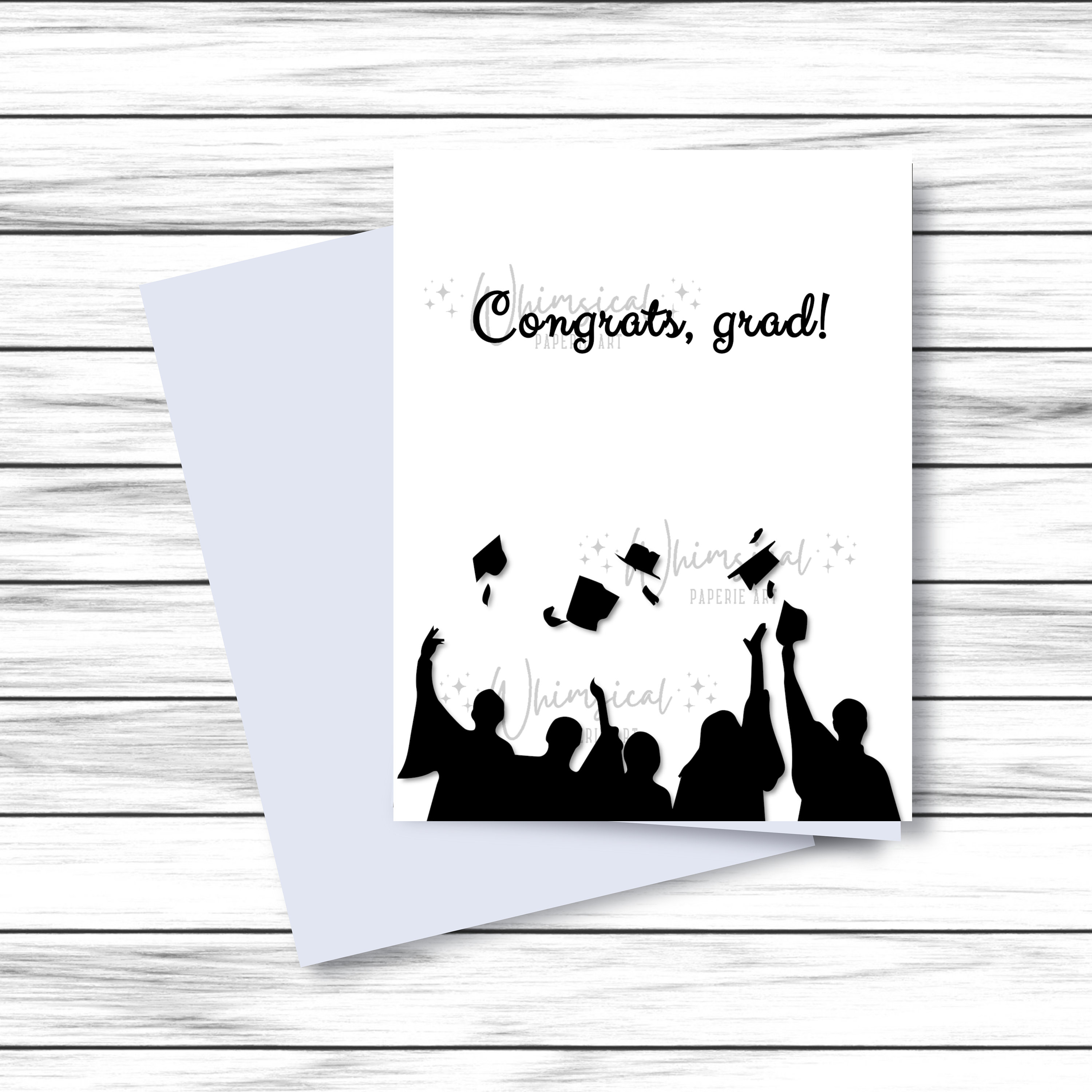 Graduation Card Printable, Black and White Graduation Card, Congrats ...
