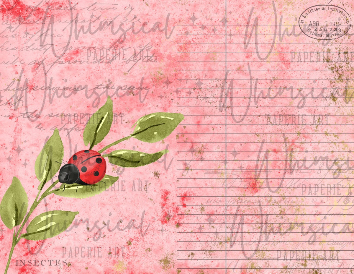 Lady Bug Junk Journal Kit, Printable Journal Ephemera, Ladybug Journal ...