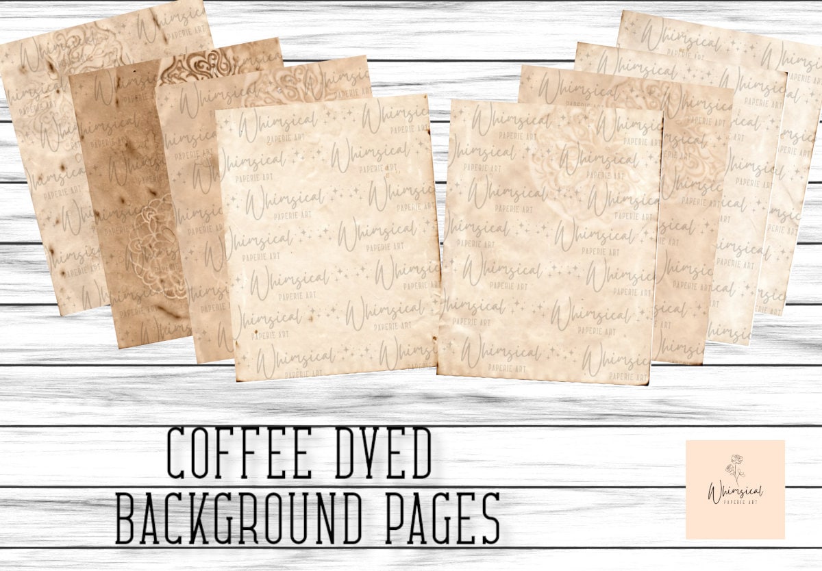 Coffee Dyed Paper Digital Background Paper Junk Journal - Etsy