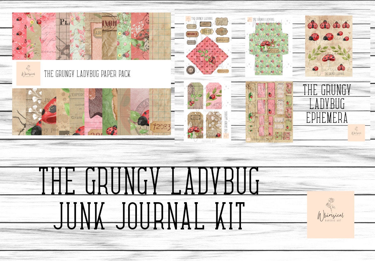 Lady Bug Junk Journal Kit, Printable Journal Ephemera, Ladybug Journal ...
