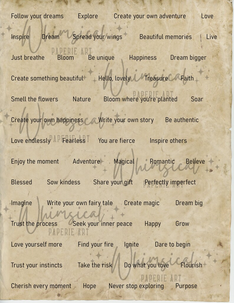 Journal Words, Journal Quotes, Digital Download, Word Collage Sheet ...