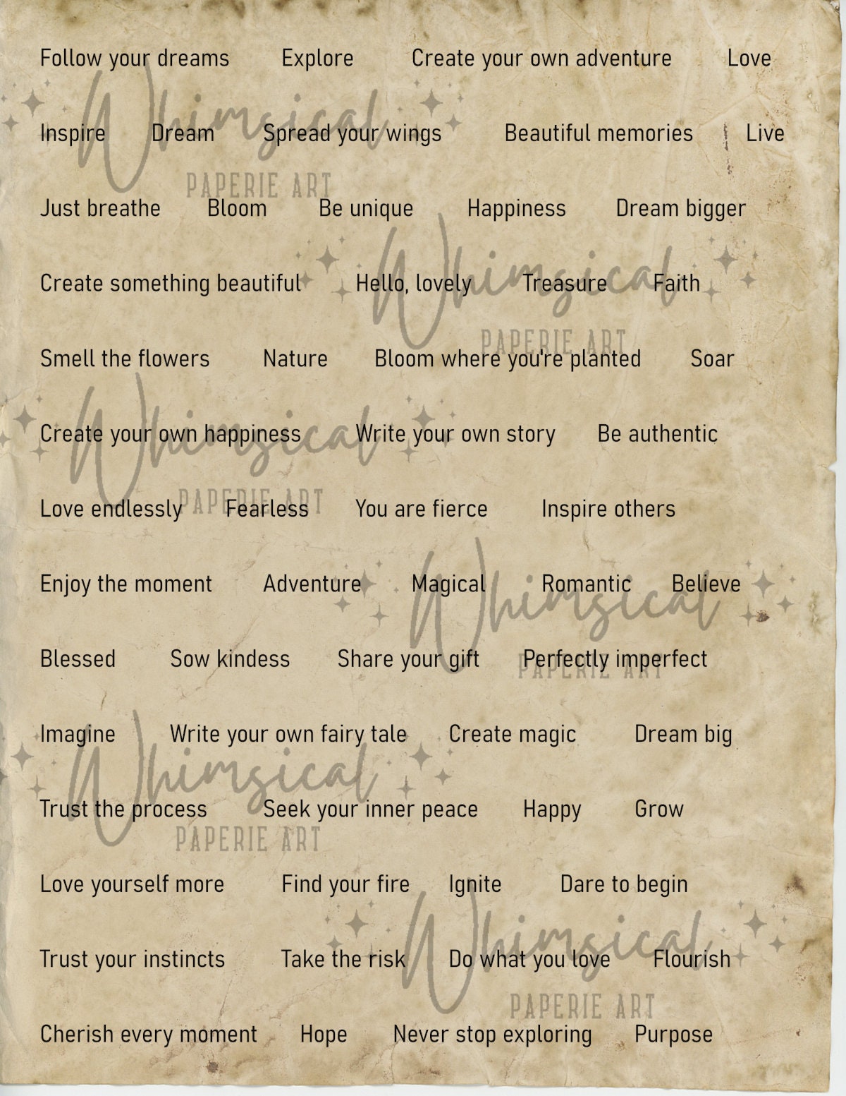 Journal Words, Journal Quotes, Digital Download, Word Collage Sheet ...