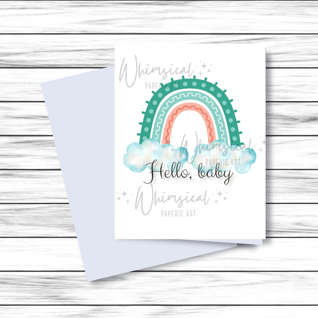 Rainbow Baby Card, Baby Congratulations Card, Baby Shower Card for Boy ...