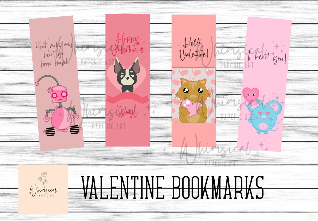 Valentine Bookmarks Printables, Digital Download, Bookmarks for Kids ...