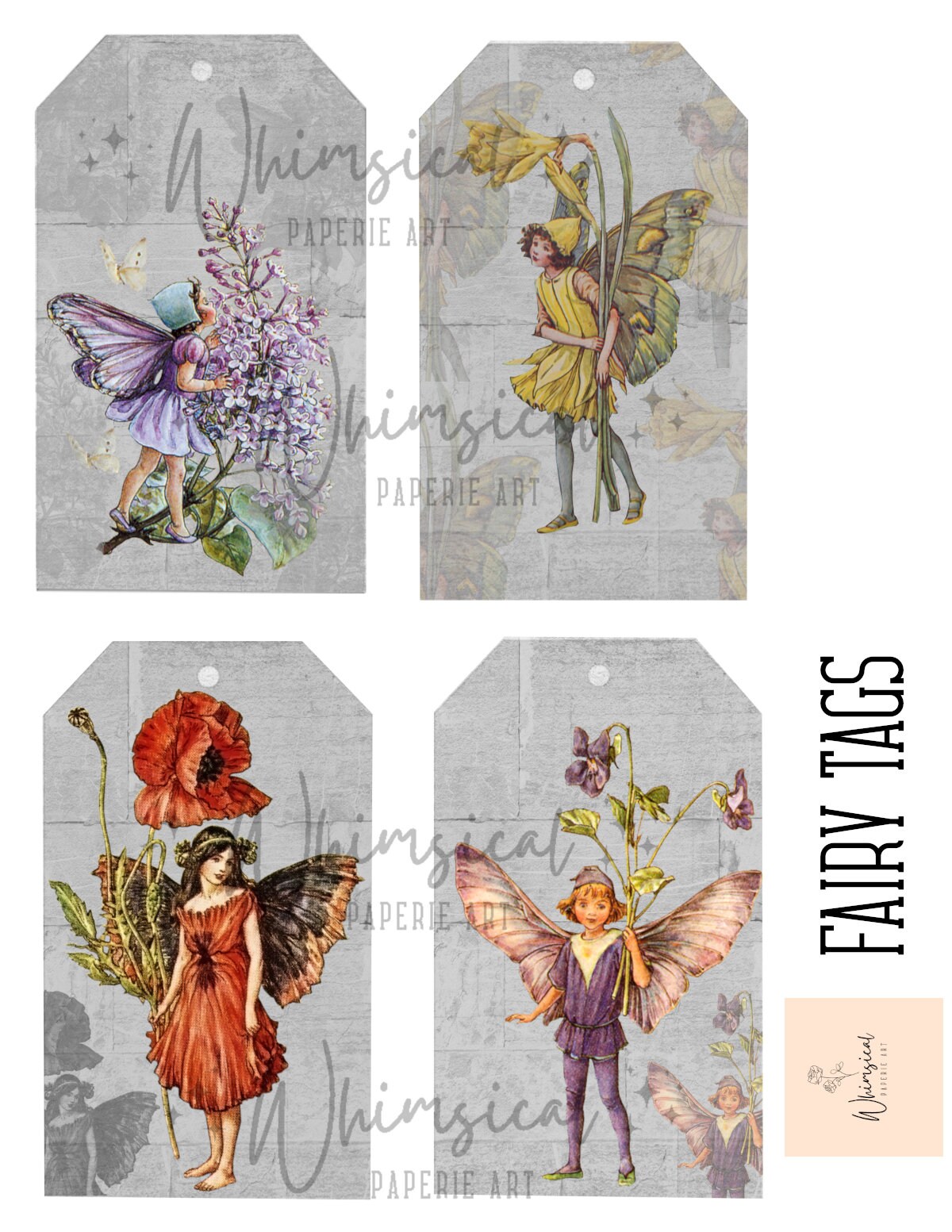 Printable Fairies Fairy Tags Fairy Junk Journal Printable - Etsy