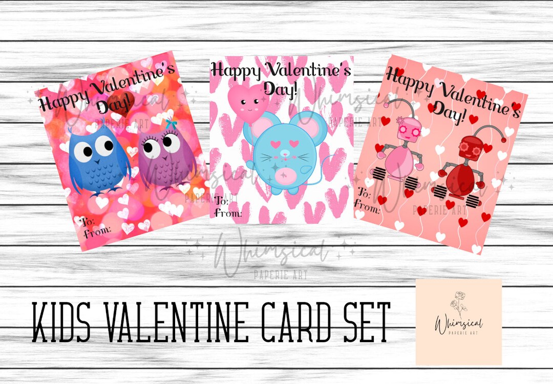 Printable Valentines for Kids, Classroom Valentine Day Cards, Kids ...