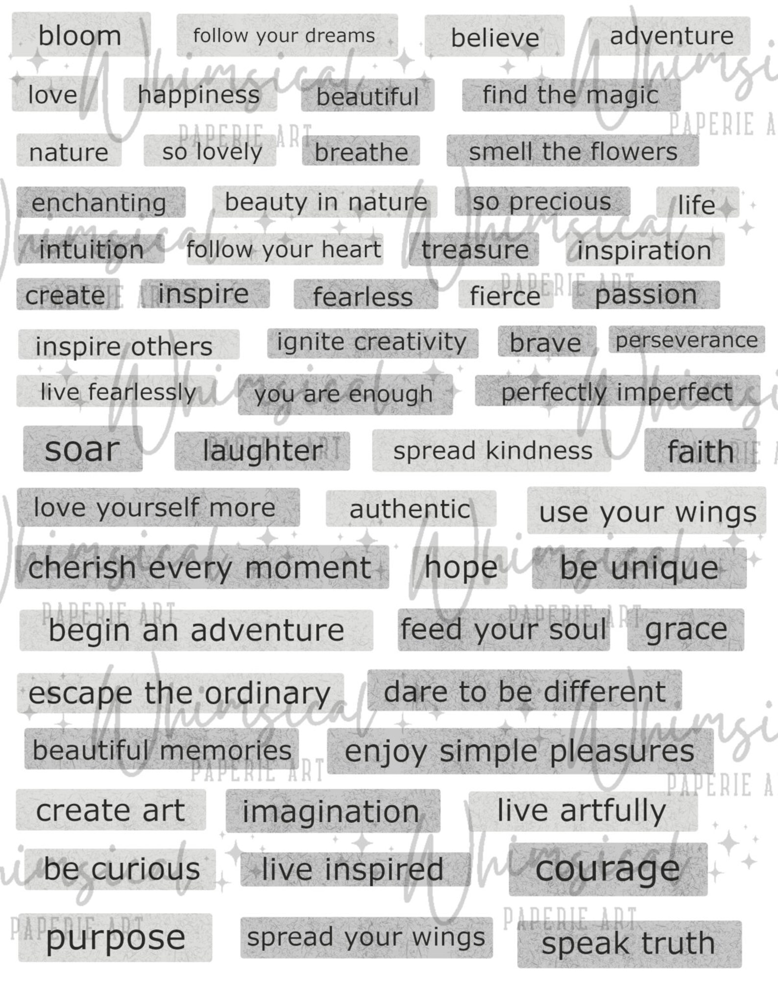 Word Collage Sheet Journal Words Journal Quotes Digital - Etsy