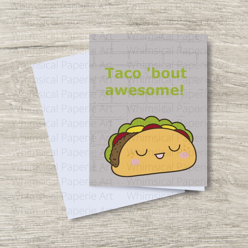 Taco Card Printable Card for Friend Taco Greeting Card Pun | Etsy