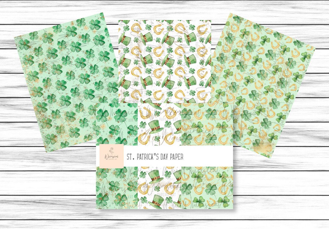 Digital St Patricks Day Paper, Printable Junk Journal Pages for Women ...