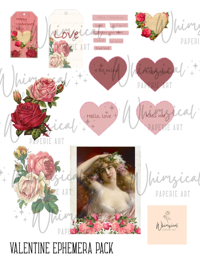 Valentine Ephemera, Digital Valentine Images, Valentine Junk Journal ...