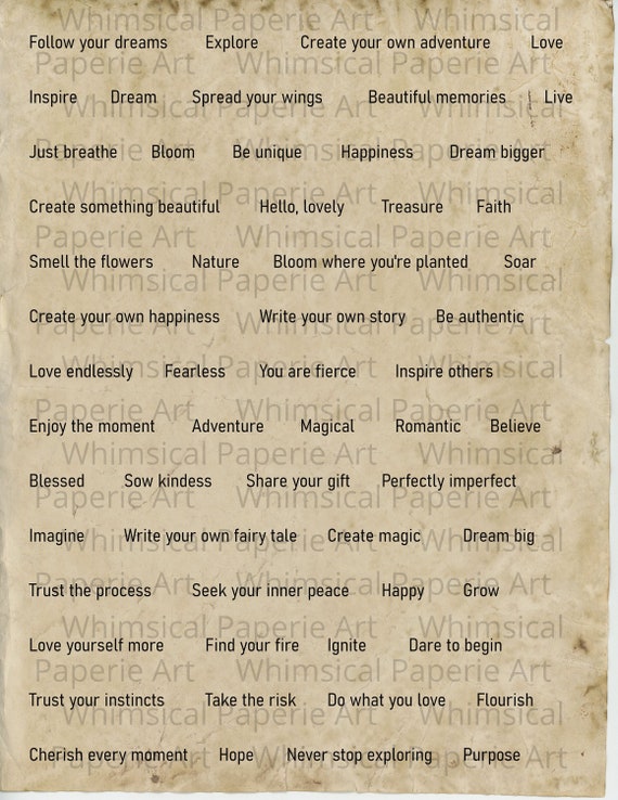 Journal Words Journal Quotes Digital Download Word Collage | Etsy