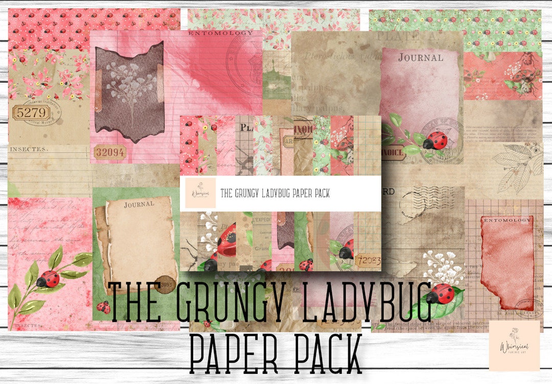 Ladybug Digital Paper, Lady Bug Junk Journal Kit, Entomology Junk ...