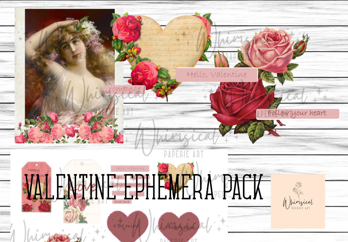 Valentine Ephemera, Digital Valentine Images, Valentine Junk Journal ...