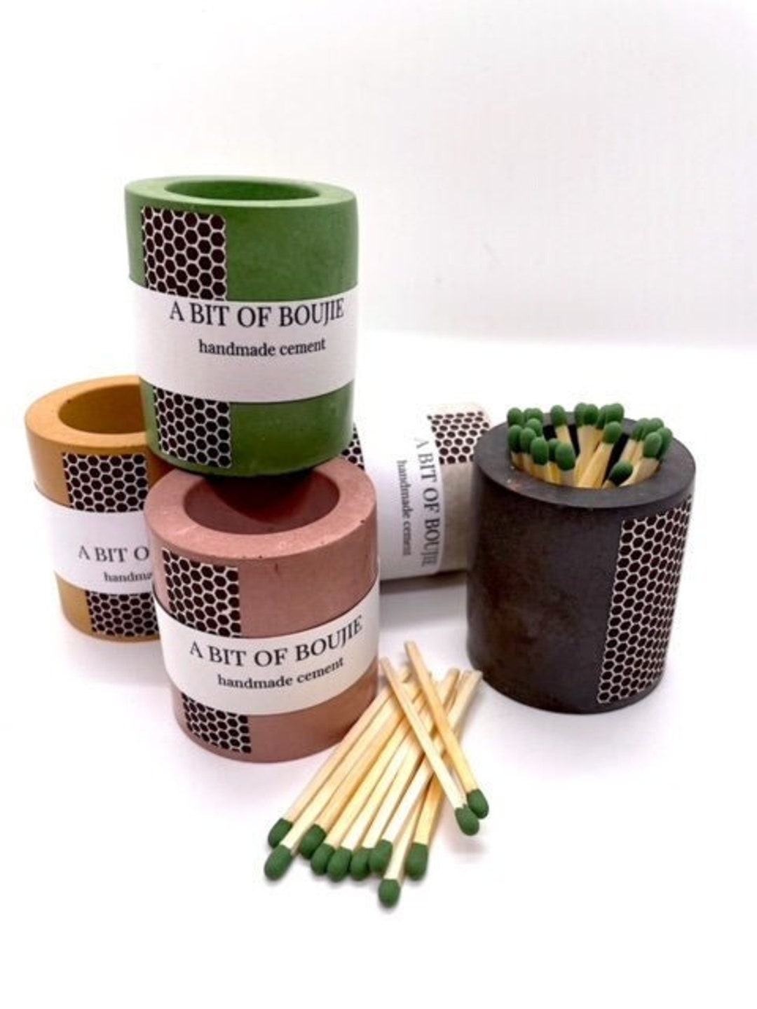 Concrete Matchstick Holder / Match Striker / Cement Match Jar / Candle ...