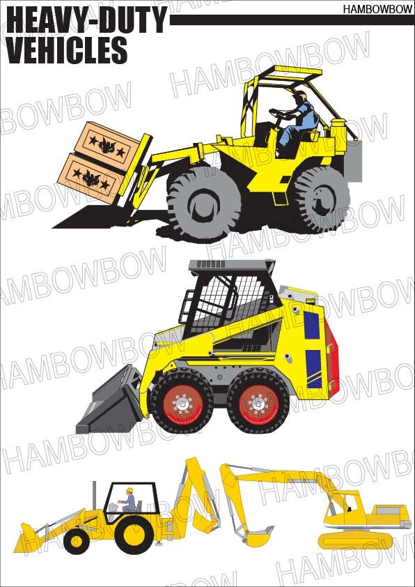 Construction Truck Clipart Set, Heavy Vehicle Graphics (digital ...