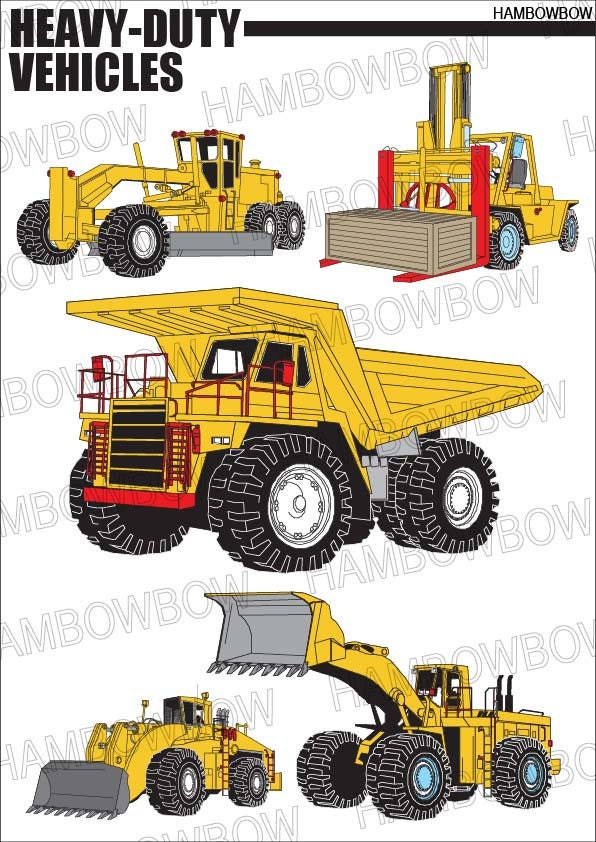 Construction Truck Clipart Set, Heavy Vehicle Graphics (digital ...