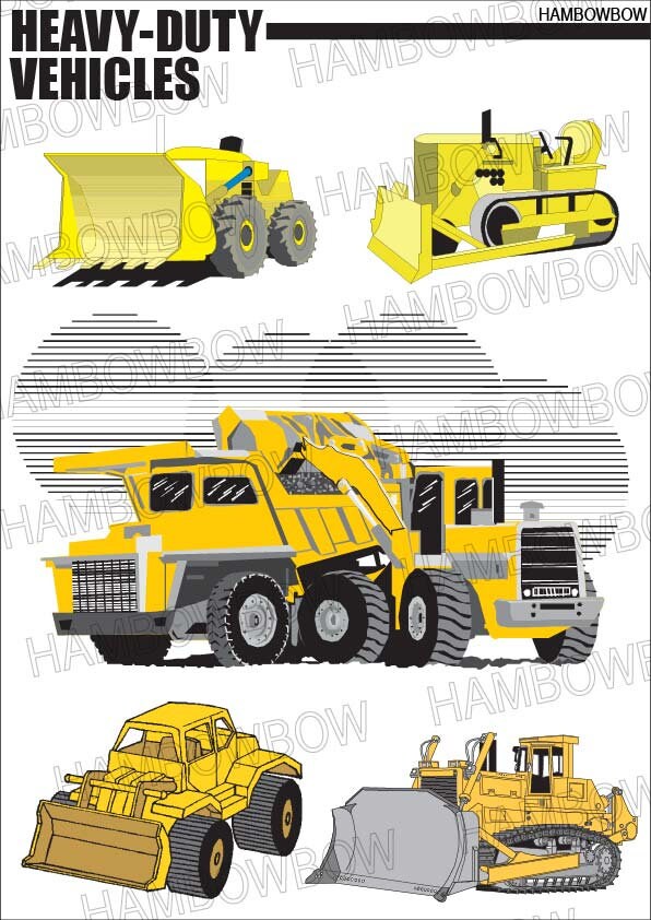 Construction Truck Clipart Set, Heavy Vehicle Graphics (digital ...