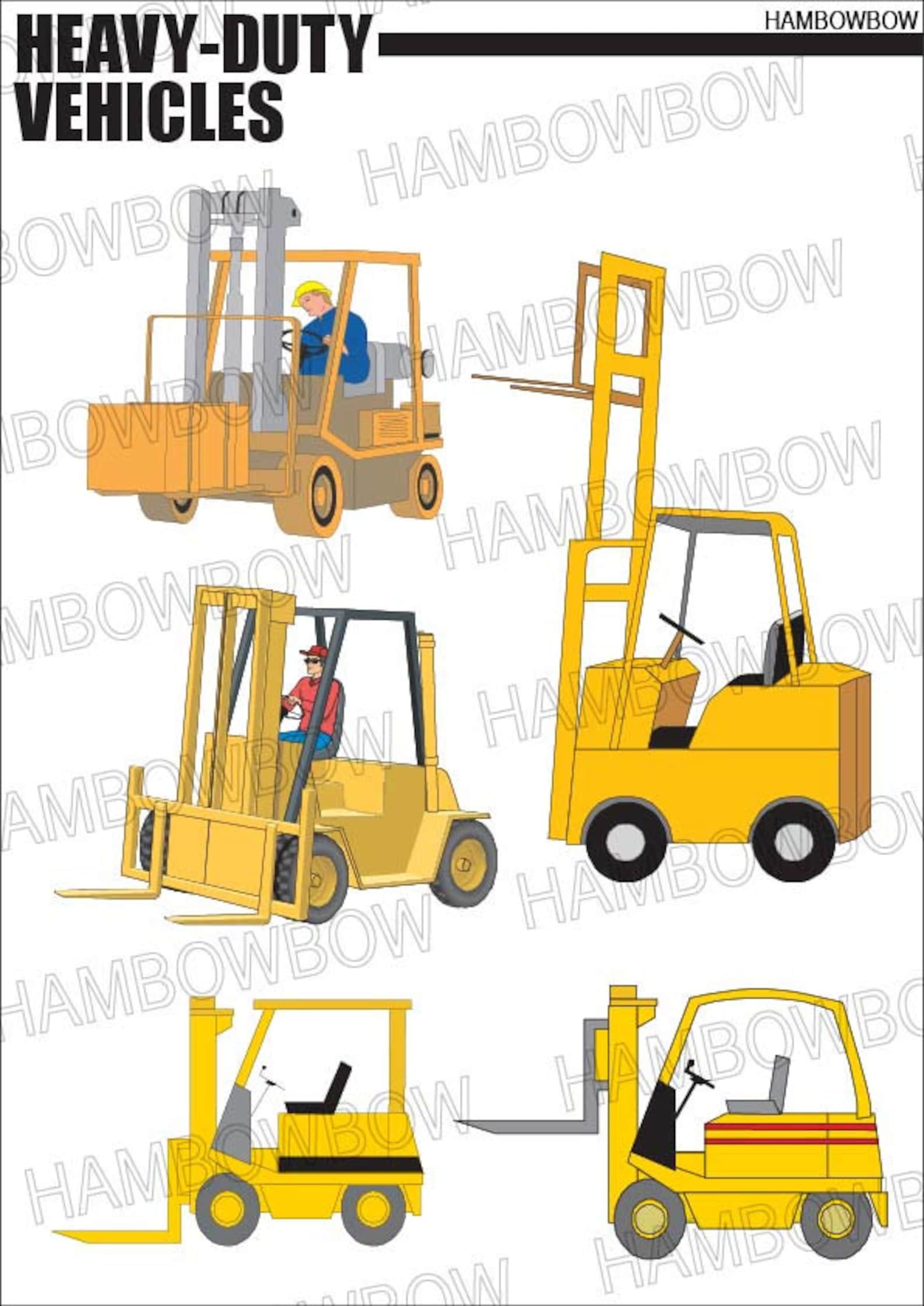Construction Truck Clipart Set, Heavy Vehicle Graphics (digital ...