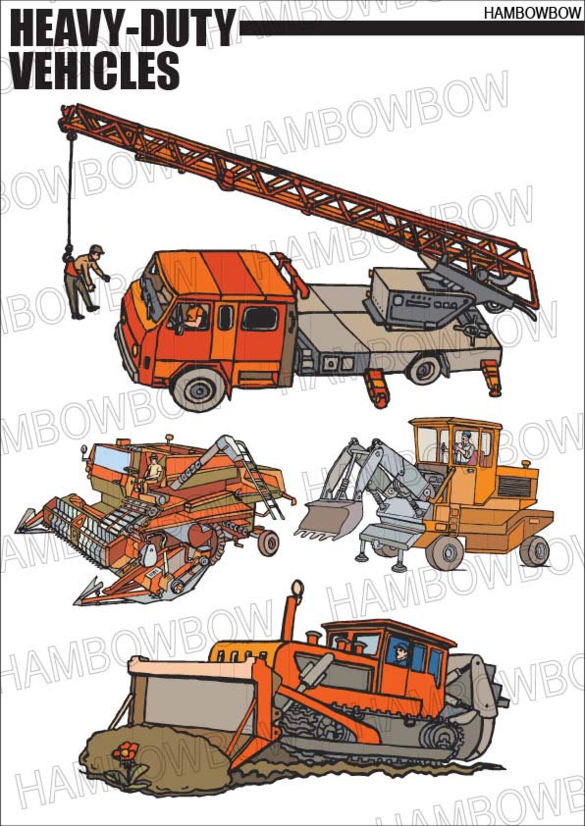 Construction Truck Clipart Set, Heavy Vehicle Graphics (digital ...