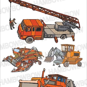 Construction Truck Clipart Set, Heavy Vehicle Graphics (digital ...