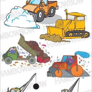 Construction Truck Clipart Set, Heavy Vehicle Graphics (digital ...