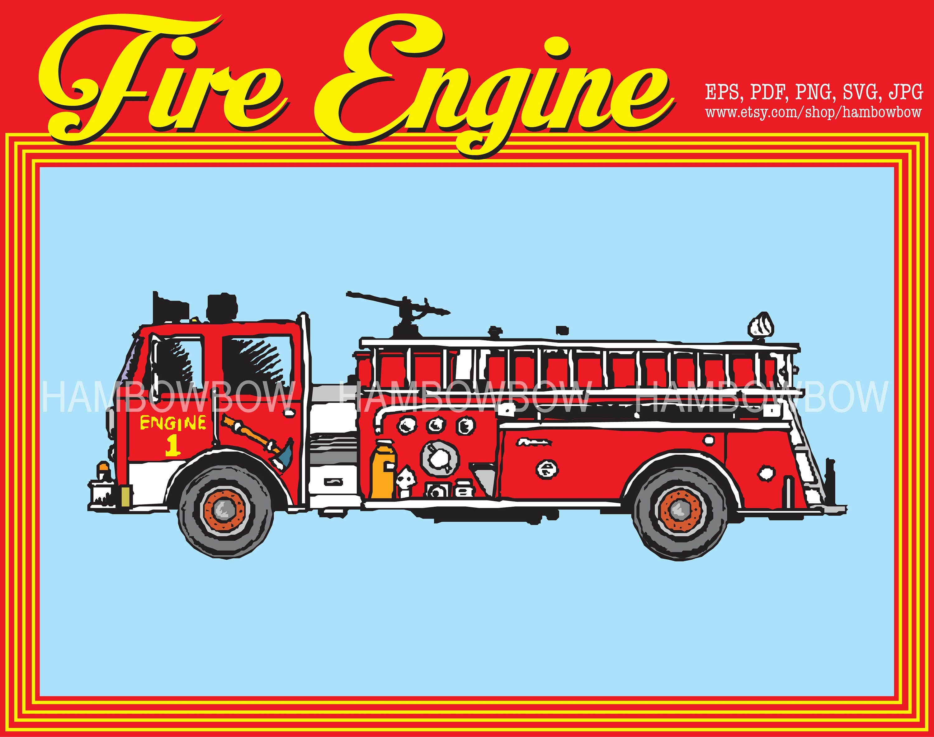 Vintage Fire Engine Clip Art